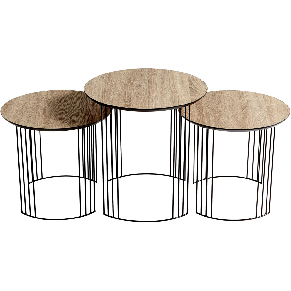 Cyan Design 09629 Electric Moon 22 inch Oak Veneer And Black Nesting Tables