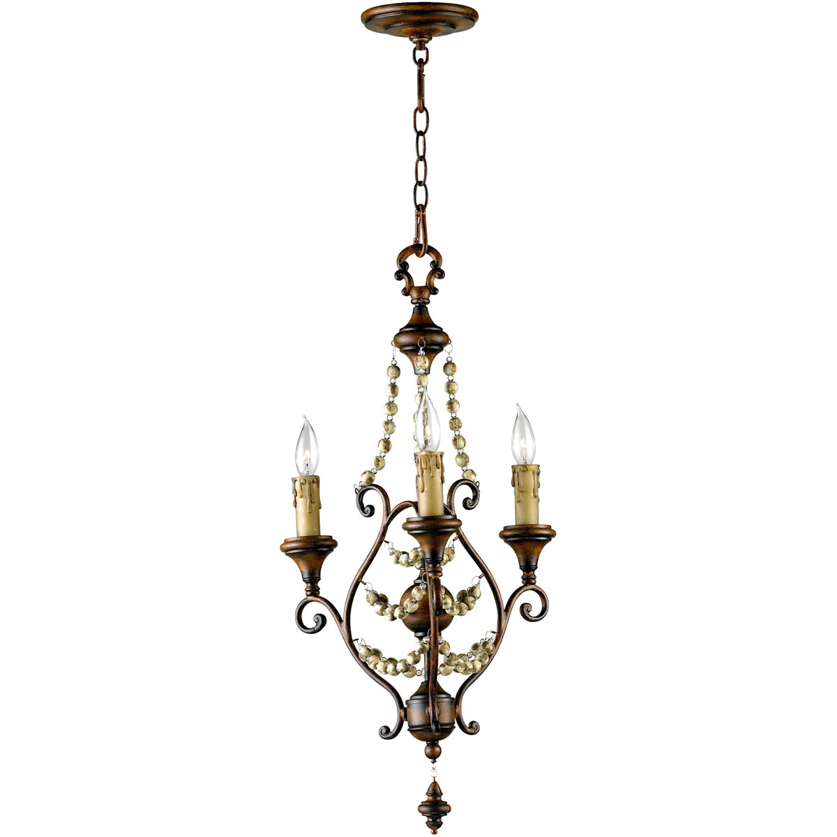 Cyan Design 03010 Meriel 3 Light 16 inch Antiqued Sienna Chandelier ...